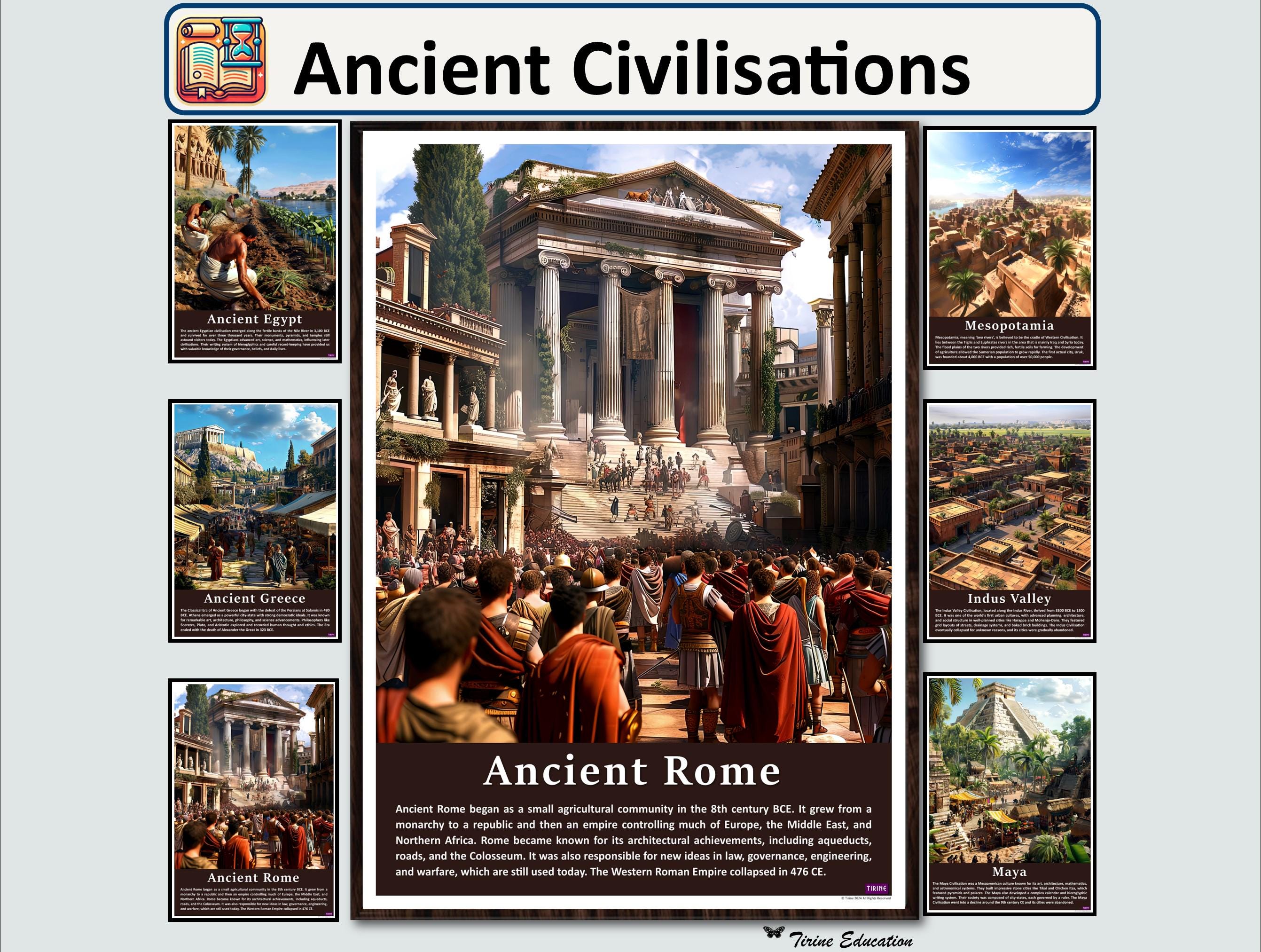 Ancient Civilisations, Poster Set, Rome, Greece, Maya, Mesopotamia ...