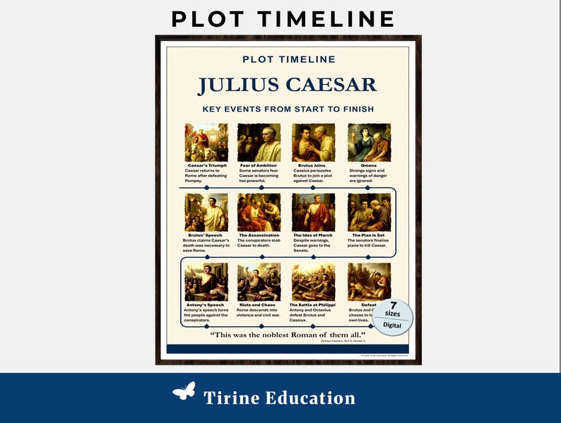 Julius Caesar Plot Poster | Shakespeare | 12 Illustrated Scenes | High ...