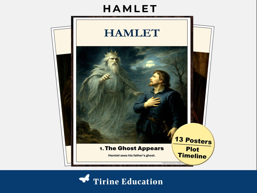 Hamlet Plot Poster Set | Shakespeare | 12 Illustrated Key Scenes | High ...