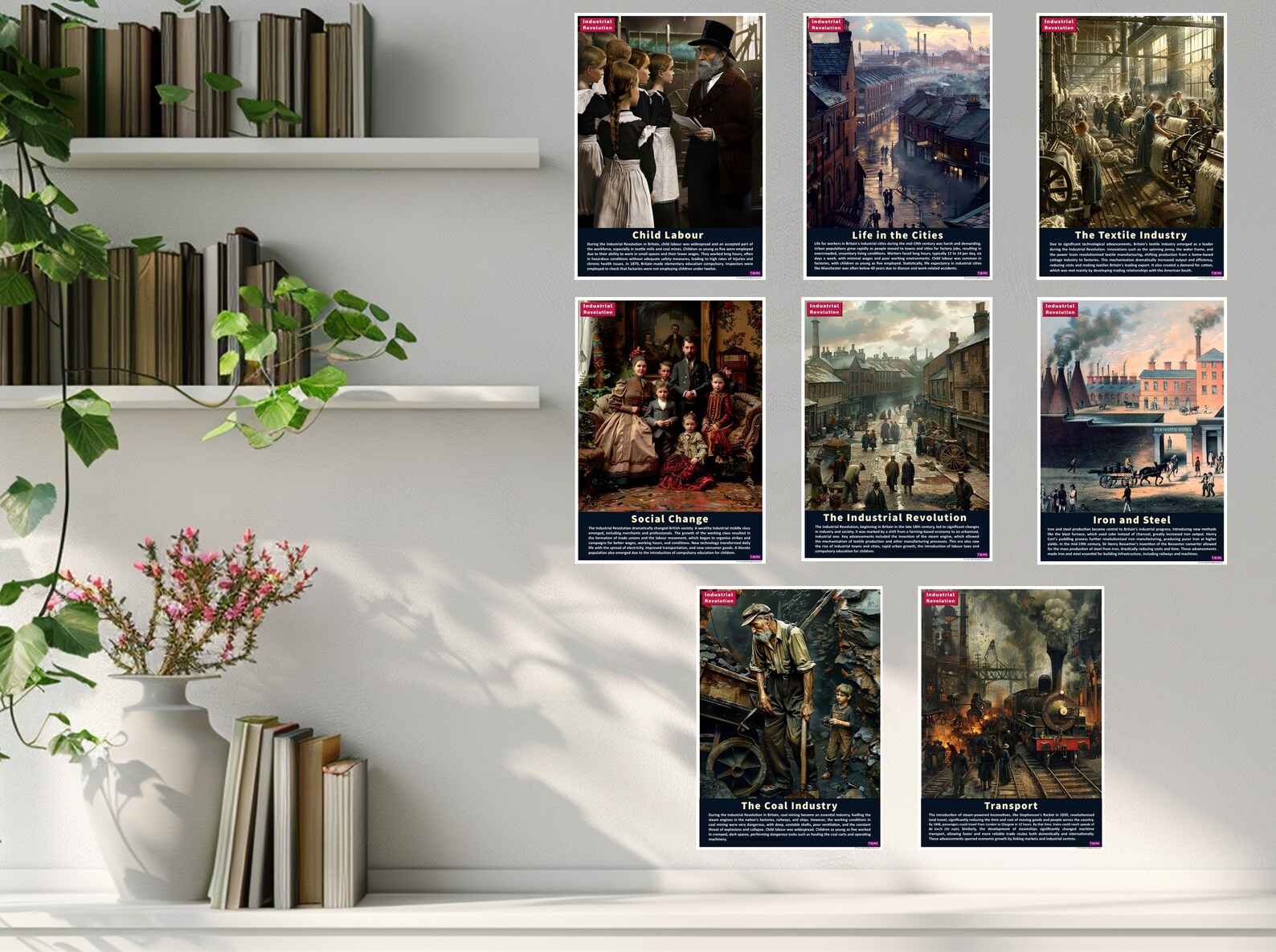 Industrial Revolution 8 Poster Set, History Students, Historical ...