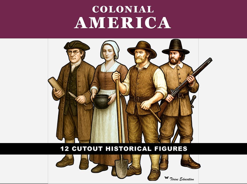 Colonial America Cut-out Figures, Classroom Teaching Resource ...