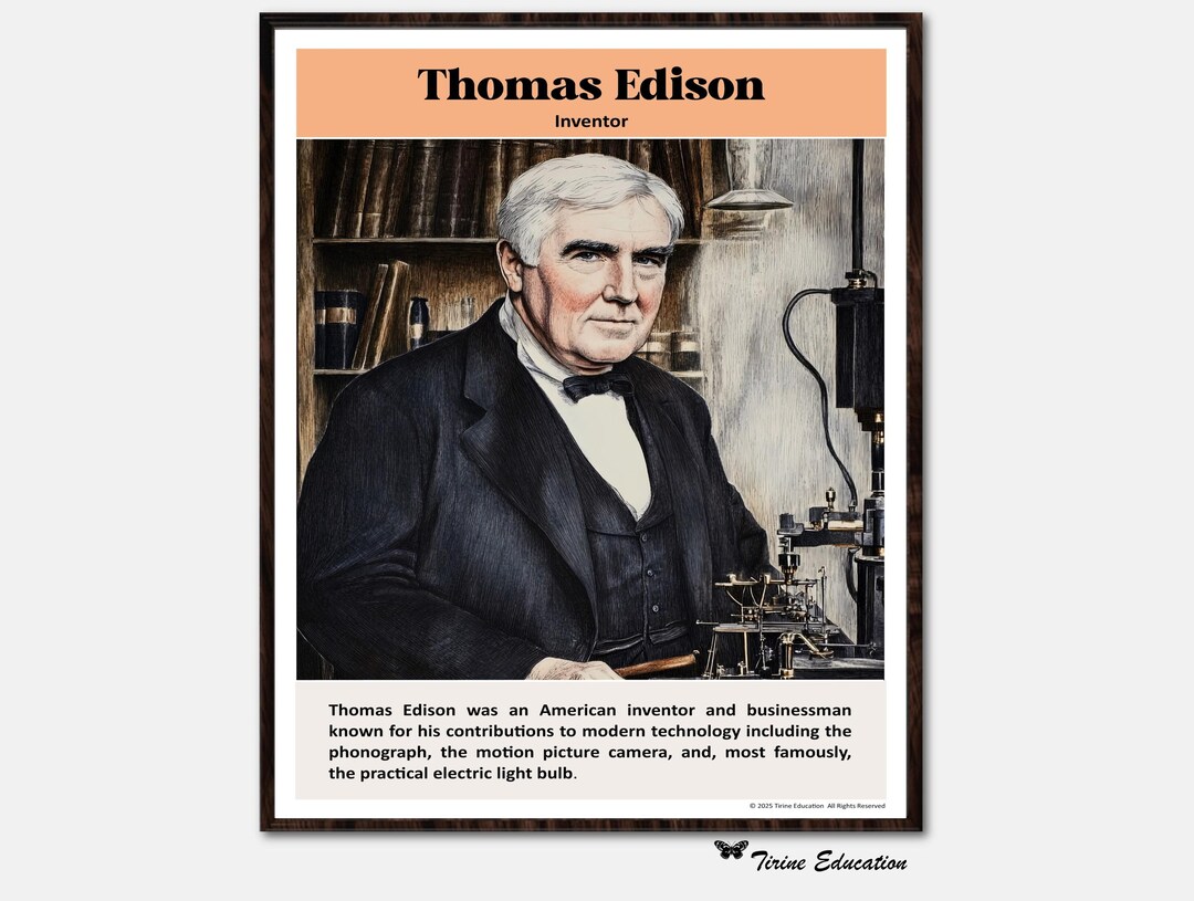 Thomas Edison Poster, Science Physics Poster, High School, Famous ...