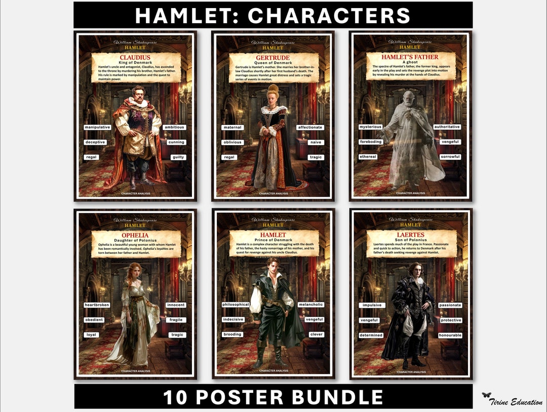 Hamlet Character Analysis 10 Poster Bundle, William Shakespeare ...