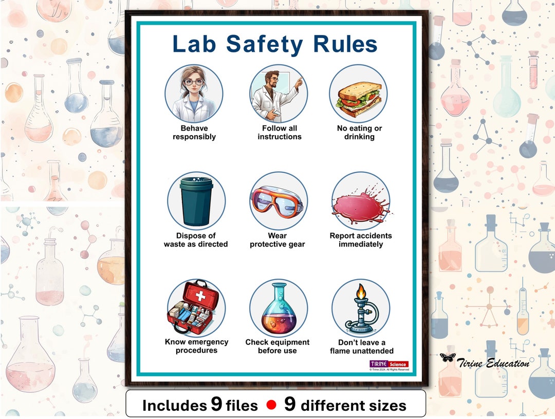 Chemistry Classroom Poster, Science Poster, Lab Safety Rules for Middle ...