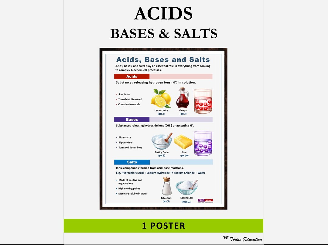Acids Bases Salts Poster: Chemistry Classroom Decor (digital Download ...