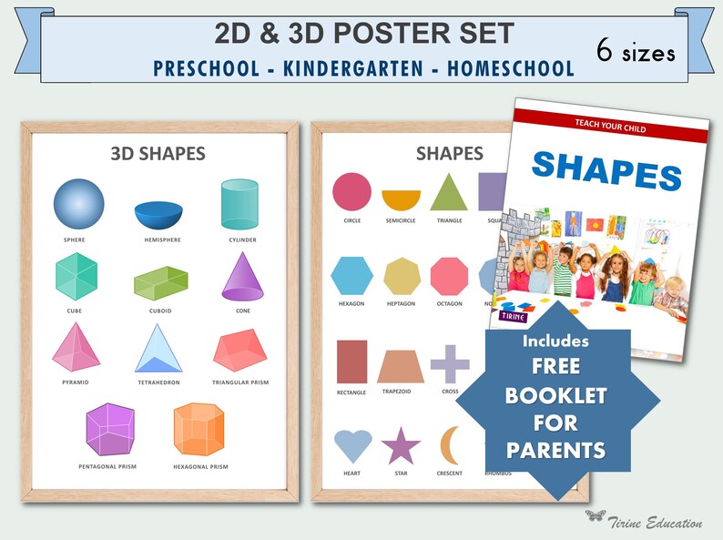 2D and 3D Shapes Set Digital Printable Classroom Posters - Etsy Canada