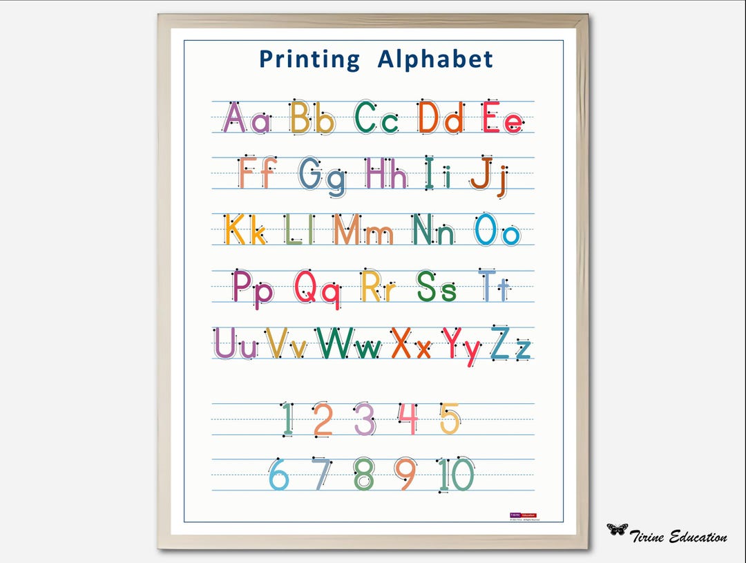 Colorful Printing Alphabet & Numbers Chart: Perfect for Classrooms or ...