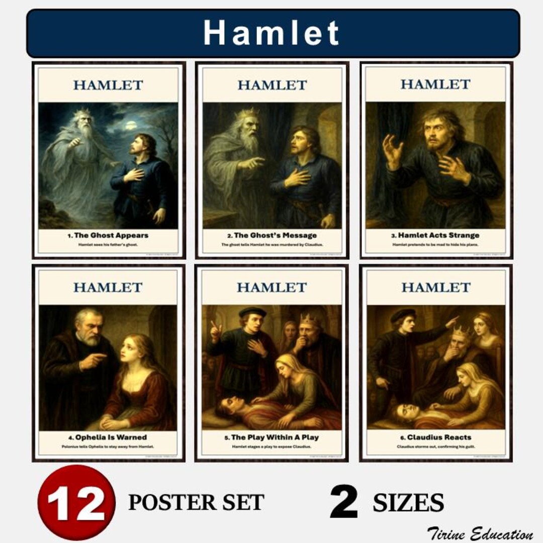 Hamlet English Classroom Poster Set | Shakespeare | 12 Illustrated Key ...