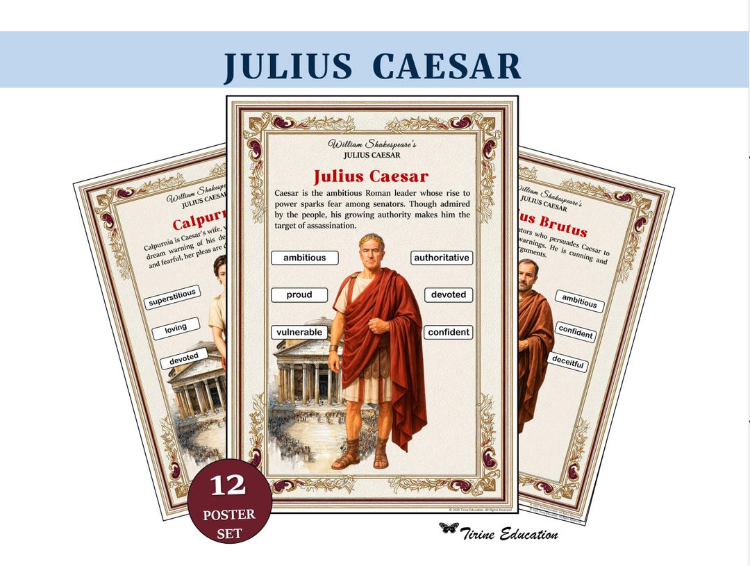 Julius Caesar Character Posters, English Literrature, Shakespeare ...