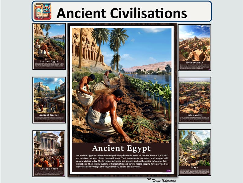 Ancient Civilisations, Poster Set, Rome, Greece, Maya, Mesopotamia ...