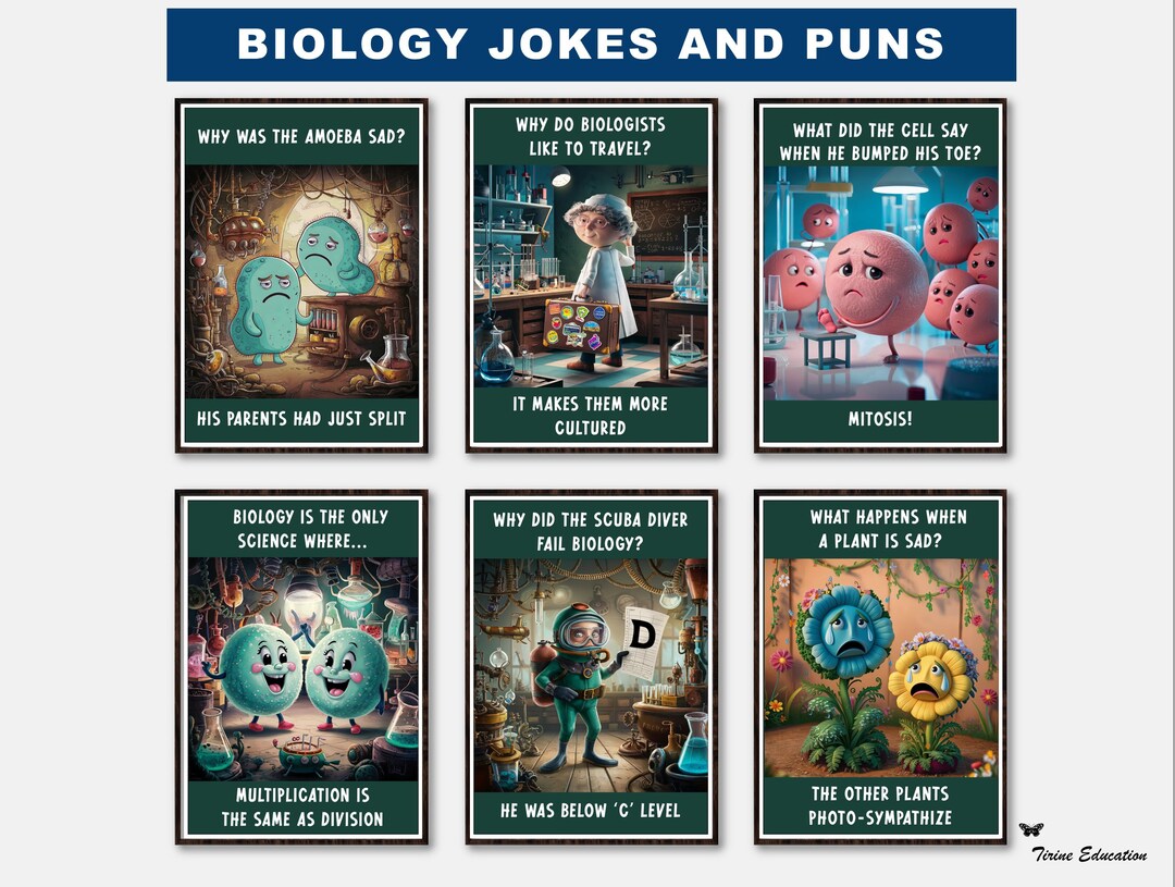 Biology Jokes and Puns Posters, Science Wall Art, Humorous Wall Art ...