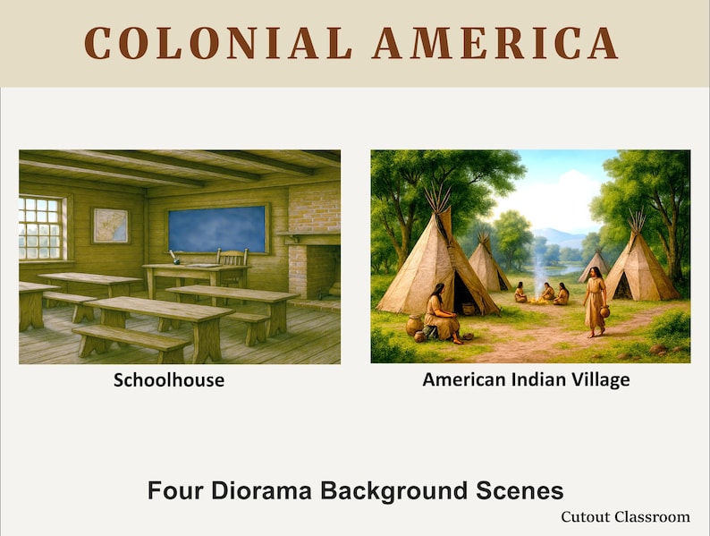 Colonial America Paper Model Set: Historical Figures & Diorama Scenes ...