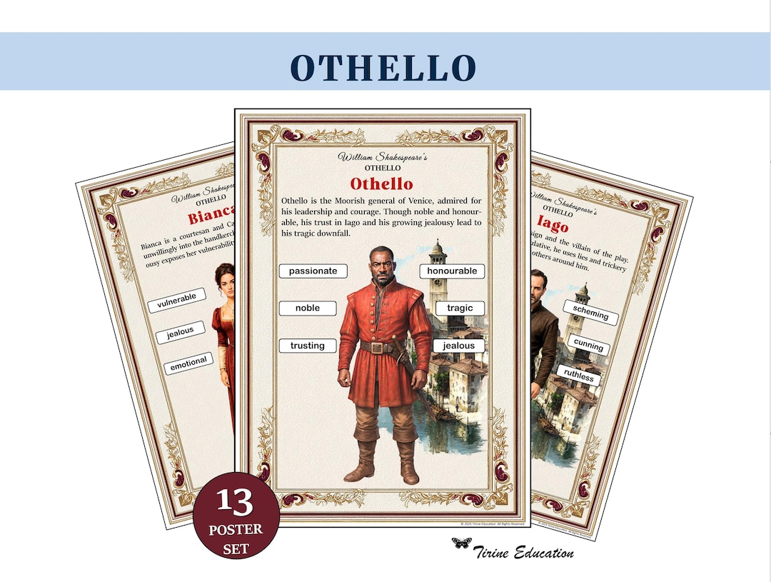 Othello Character Analysis Posters, English Literature, Shakespeare ...