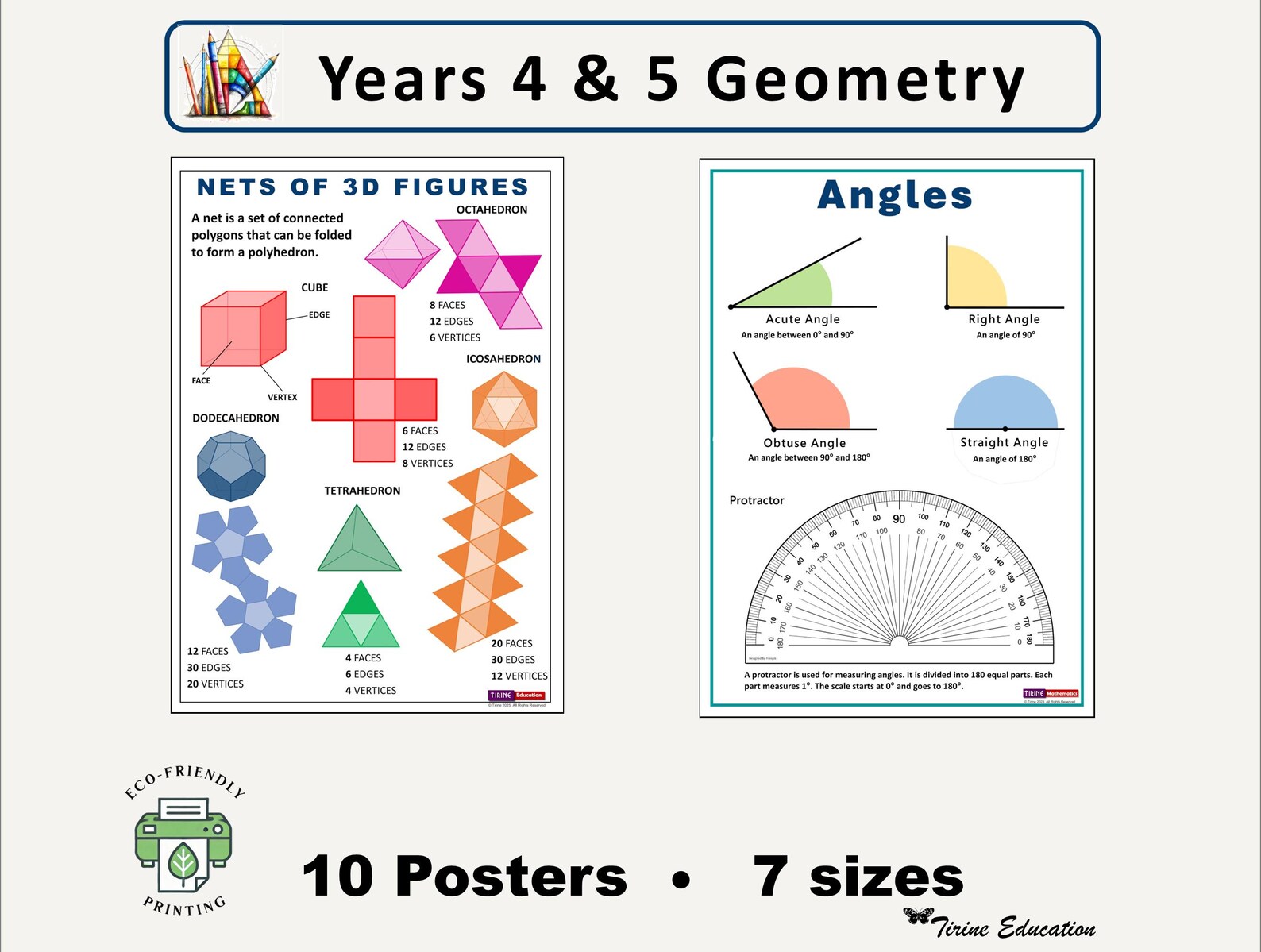 Geometry Poster Bundle: 2D, 3D Shapes, Angles (digital Download) - Etsy