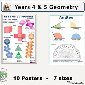 Geometry Poster Bundle: 2D, 3D Shapes, Angles (digital Download) - Etsy