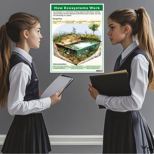 How Ecosystems Work Classroom Poster – Science Biology Classroom Decor Illustrating Energy Flow ...