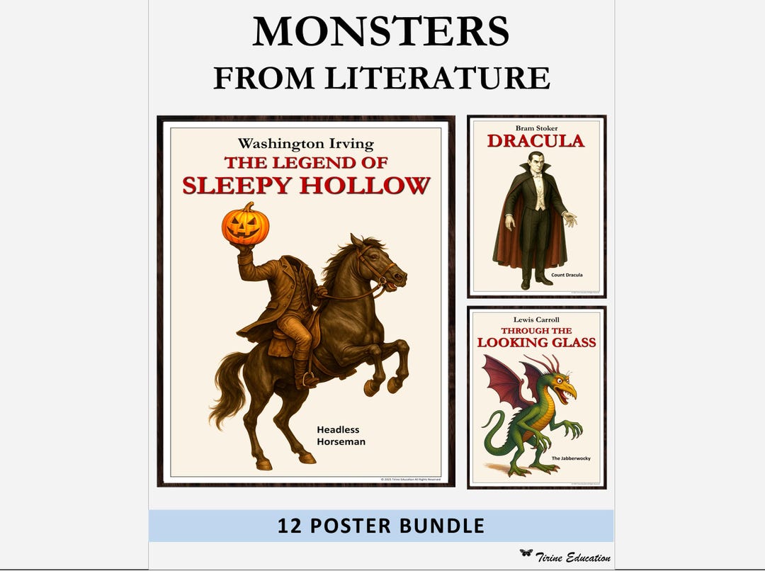 Monsters in Classic Literature, Classroom Posters: Gothic Horror Decor ...