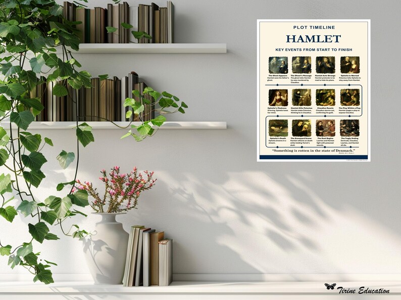 Hamlet Plot Poster | Shakespeare | 12 Illustrated Key Scenes | High ...