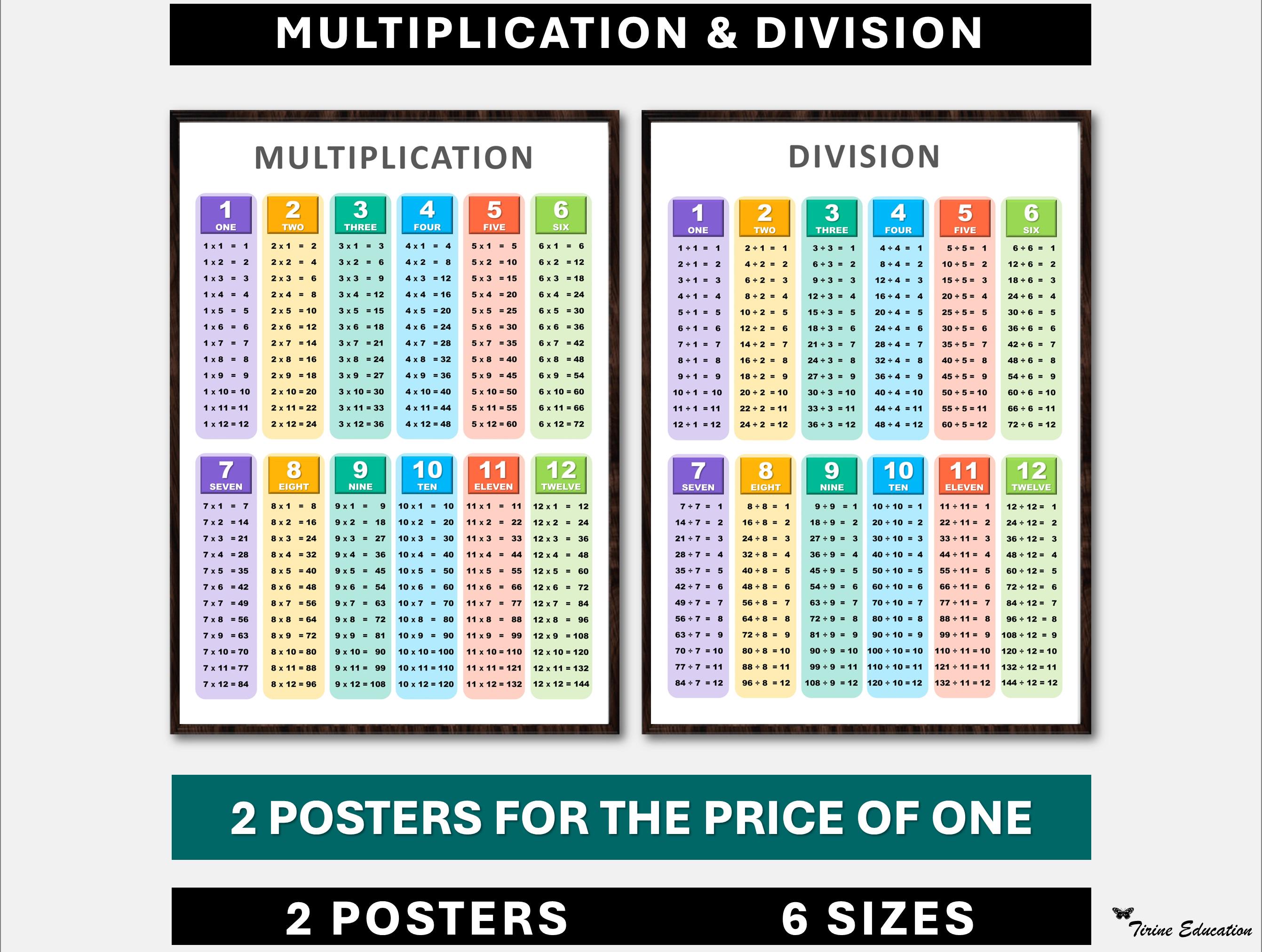 Multiplication Tables Poster, Division Tables Poster, Times Tables ...