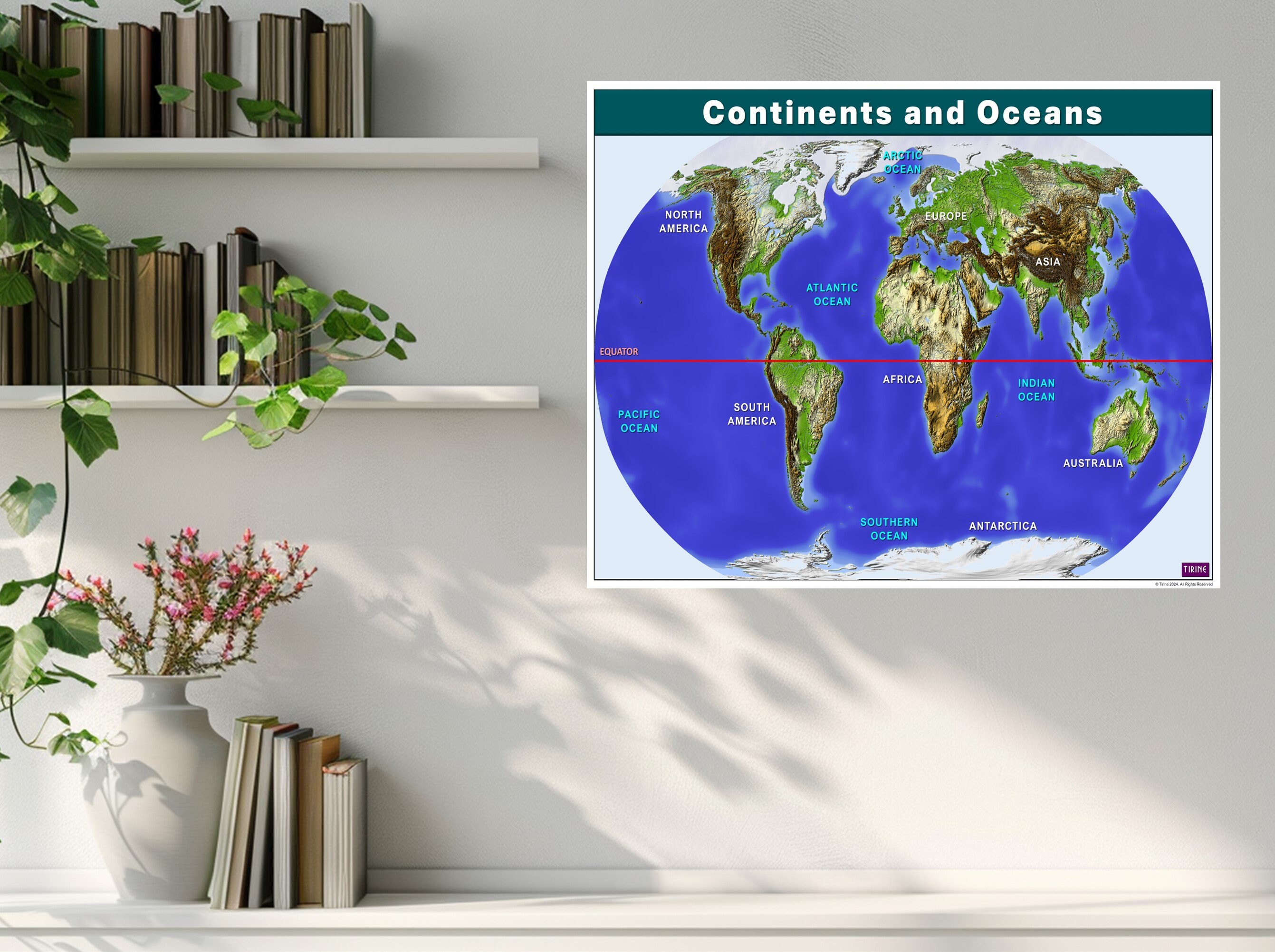Oceans and Continents Poster, High School Geography, Geography Skills ...