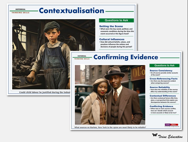 History Thinking Skills Poster Set, Educational Posters, Middle School ...
