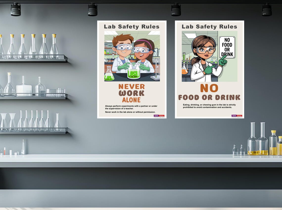 Science Lab Safety Signs Posters, Printable Laboratory Signs for Middle ...