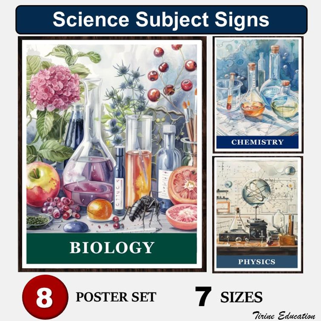 Watercolor Science Posters: Biology, Chemistry, Physics (digital ...