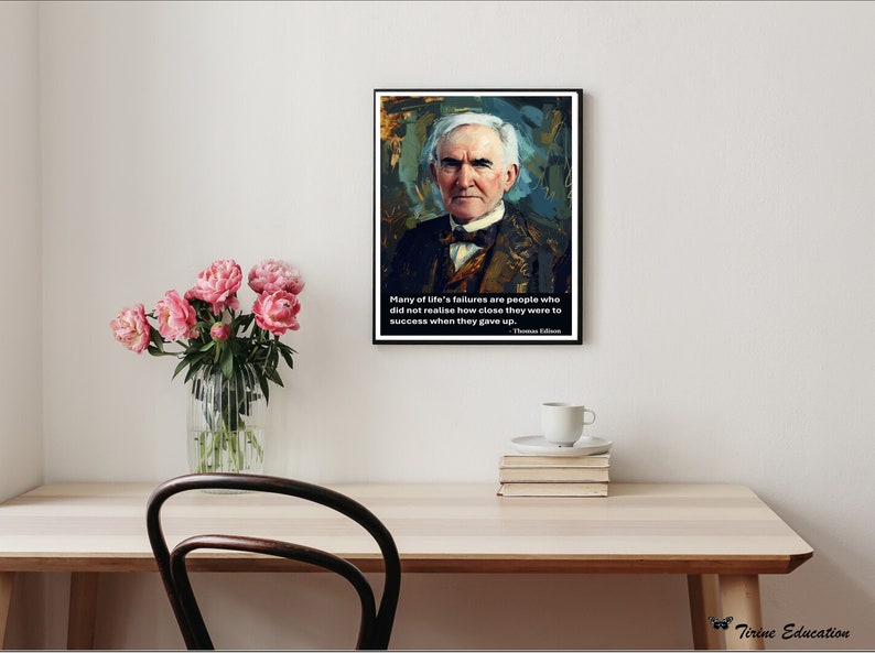 Inspirational Quote Poster, Thomas Edison, Positive Quotes ...