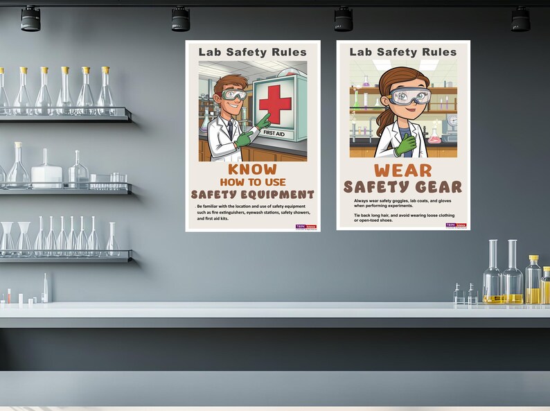 Science Lab Safety Signs Posters, Printable Laboratory Signs for Middle ...