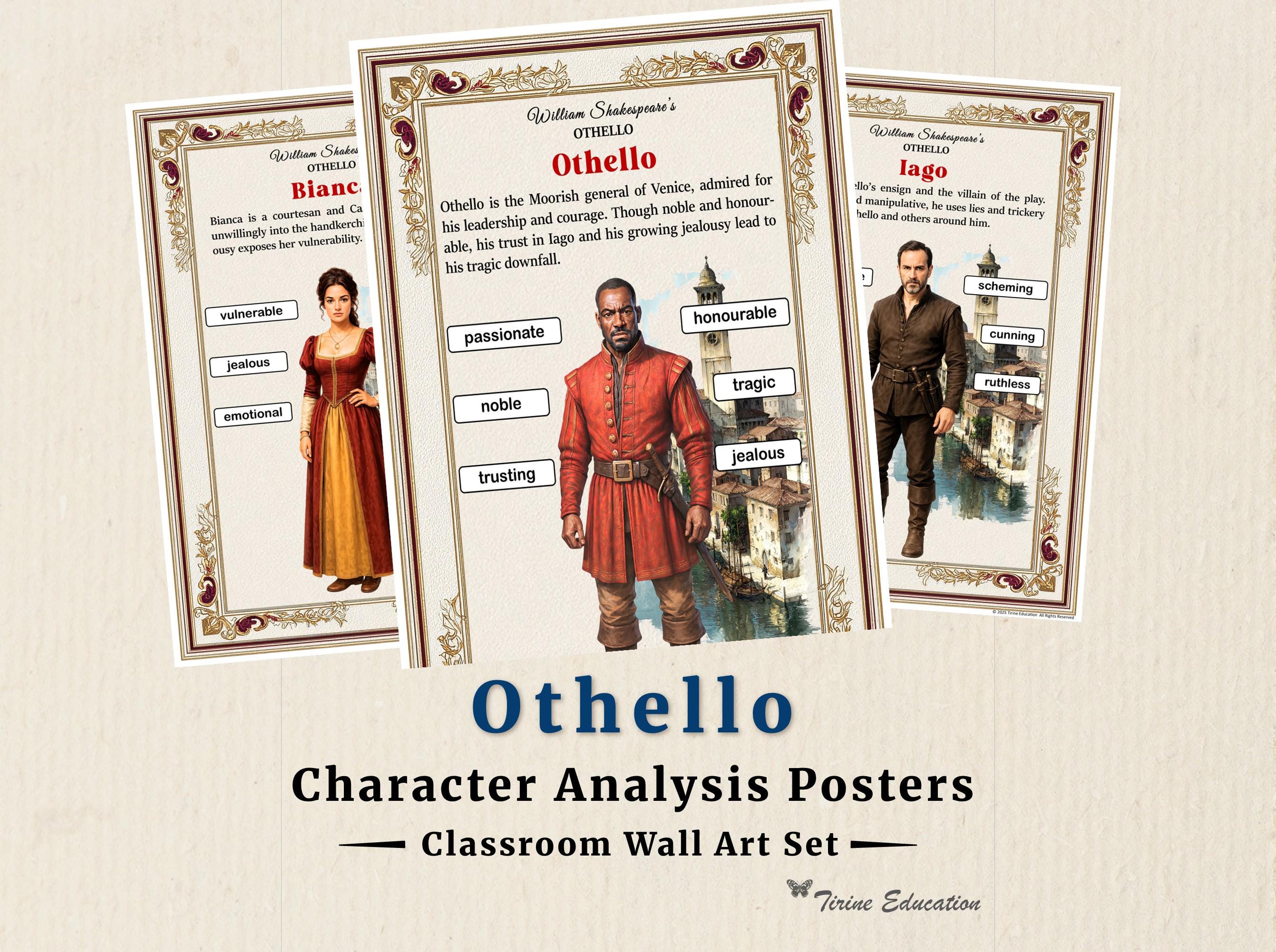 Othello Character Analysis Posters, English Literature, Shakespeare ...