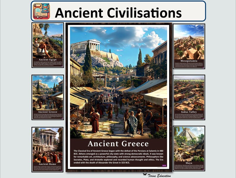 Ancient Civilisations, Poster Set, Rome, Greece, Maya, Mesopotamia ...