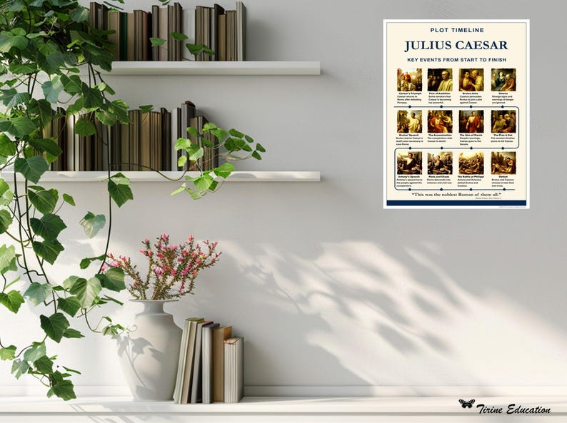 Julius Caesar Plot Poster | Shakespeare | 12 Illustrated Scenes | High ...