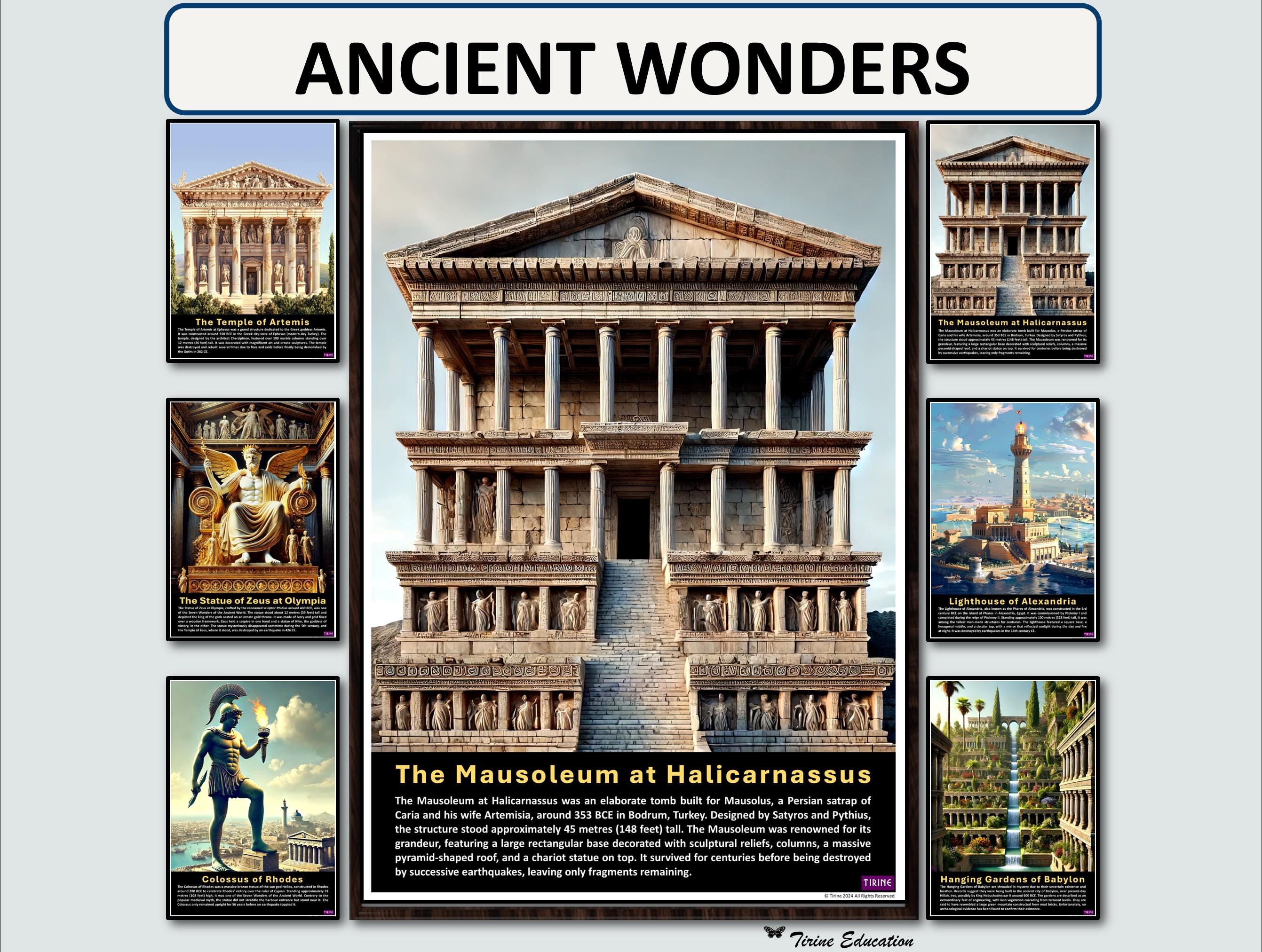 7 Wonders of the Ancient World Poster Bundle, Educational Wall Art ...