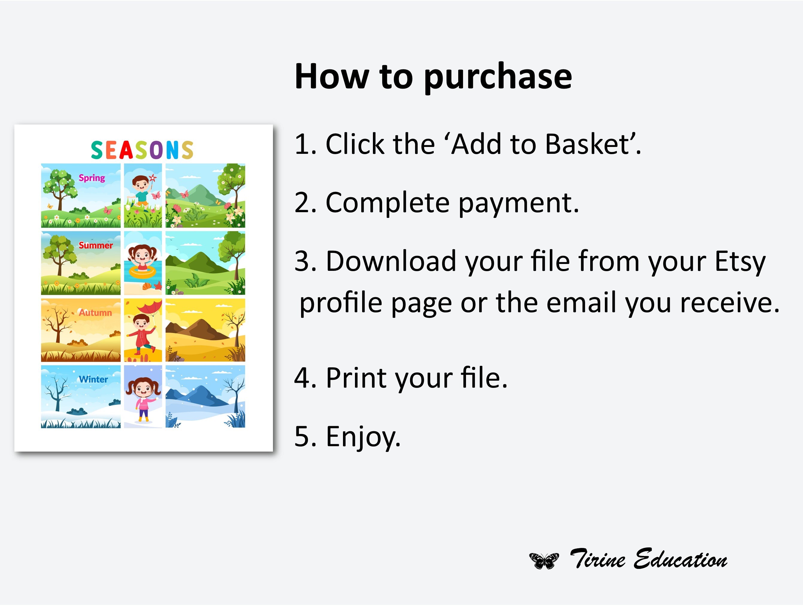 Seasons Printable Seasons Poster Educational Classroom Poster Six Sizes ...