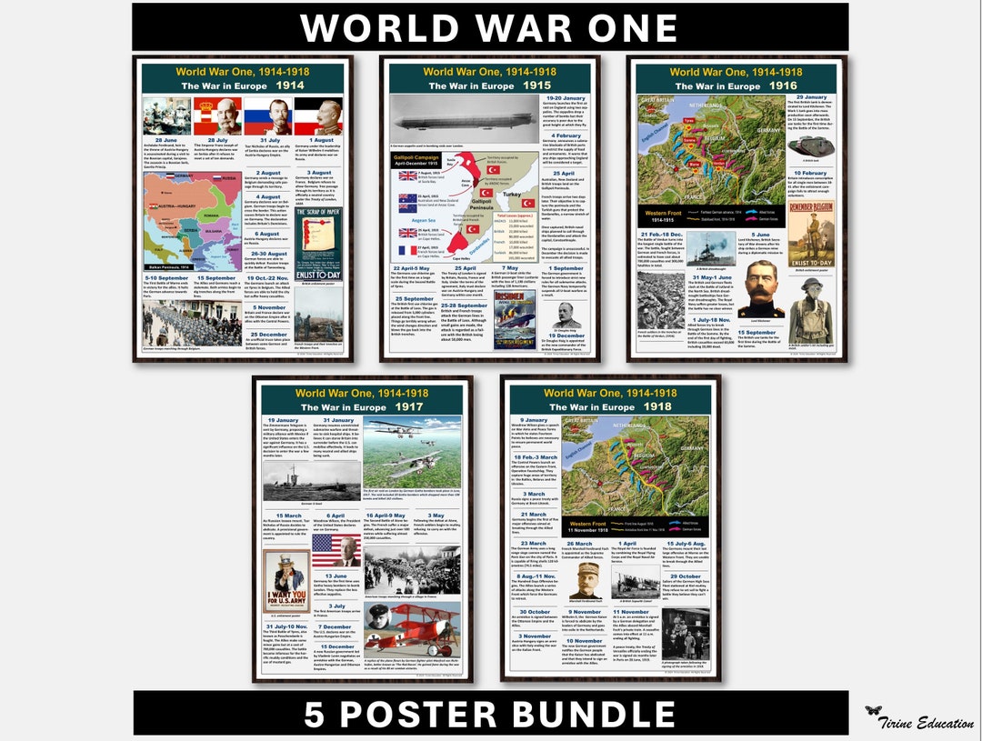 World War One History 5 Poster Bundle, History Posters, Educational ...