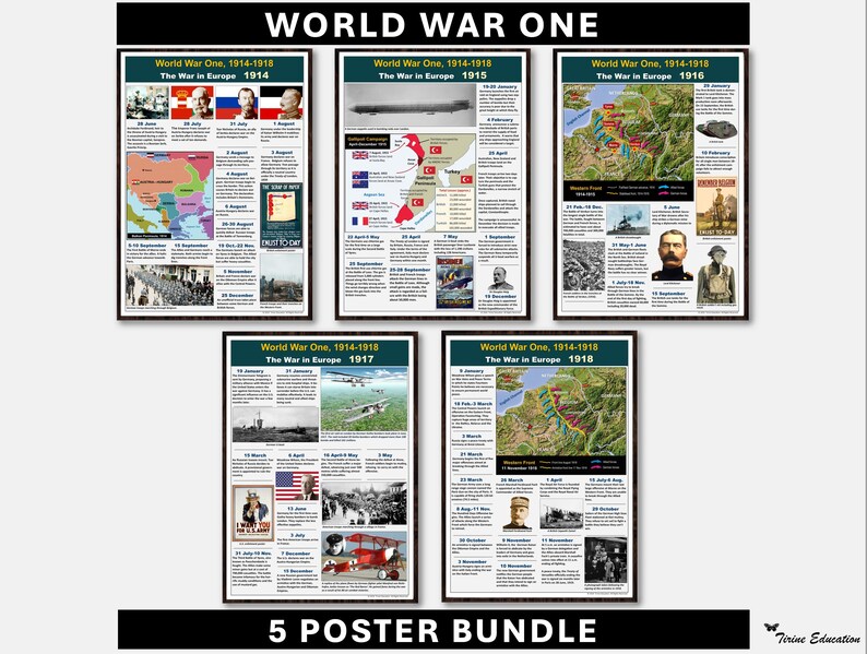World War One History 5 Poster Bundle, History Posters, Educational ...