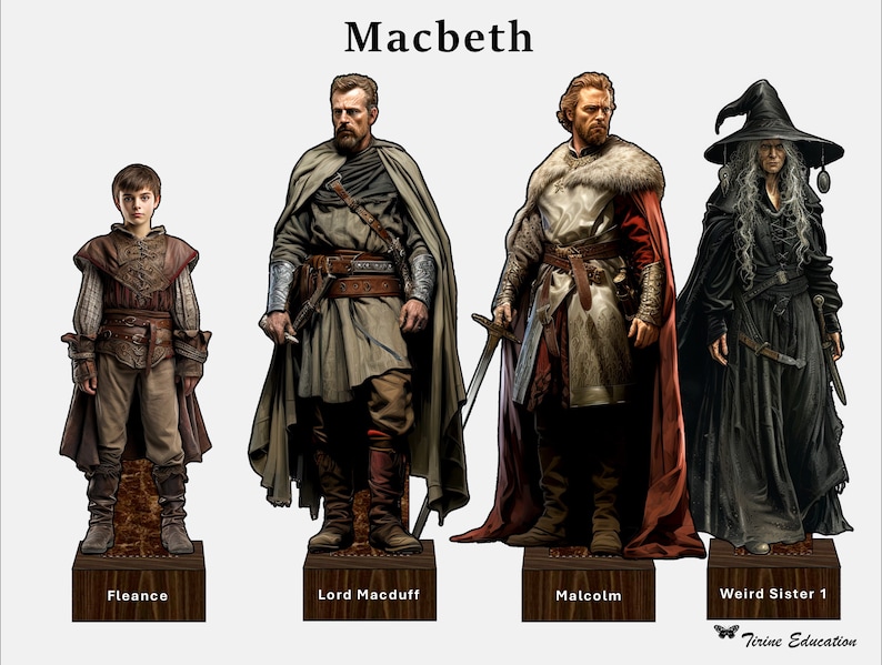 Macbeth Paper Craft Figures, William Shakespeare, 10 Characters, High ...