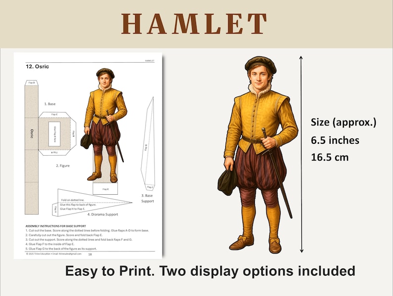 Printable Shakespeare Cut-outs: Hamlet Standing Figures, 13 Characters ...