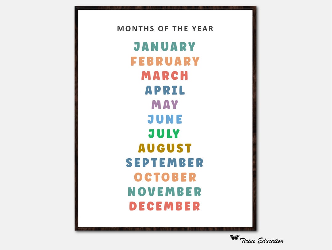 Months of the Year Poster Preschool Kindergarten - Etsy