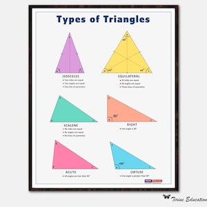 Types of Triangles Plus Polygons Poster Set, Printable Digital Poster ...
