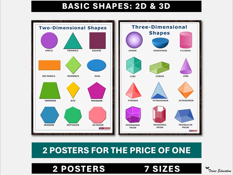 2D and 3D Shapes Poster Set, Digital Printable Classroom Posters ...