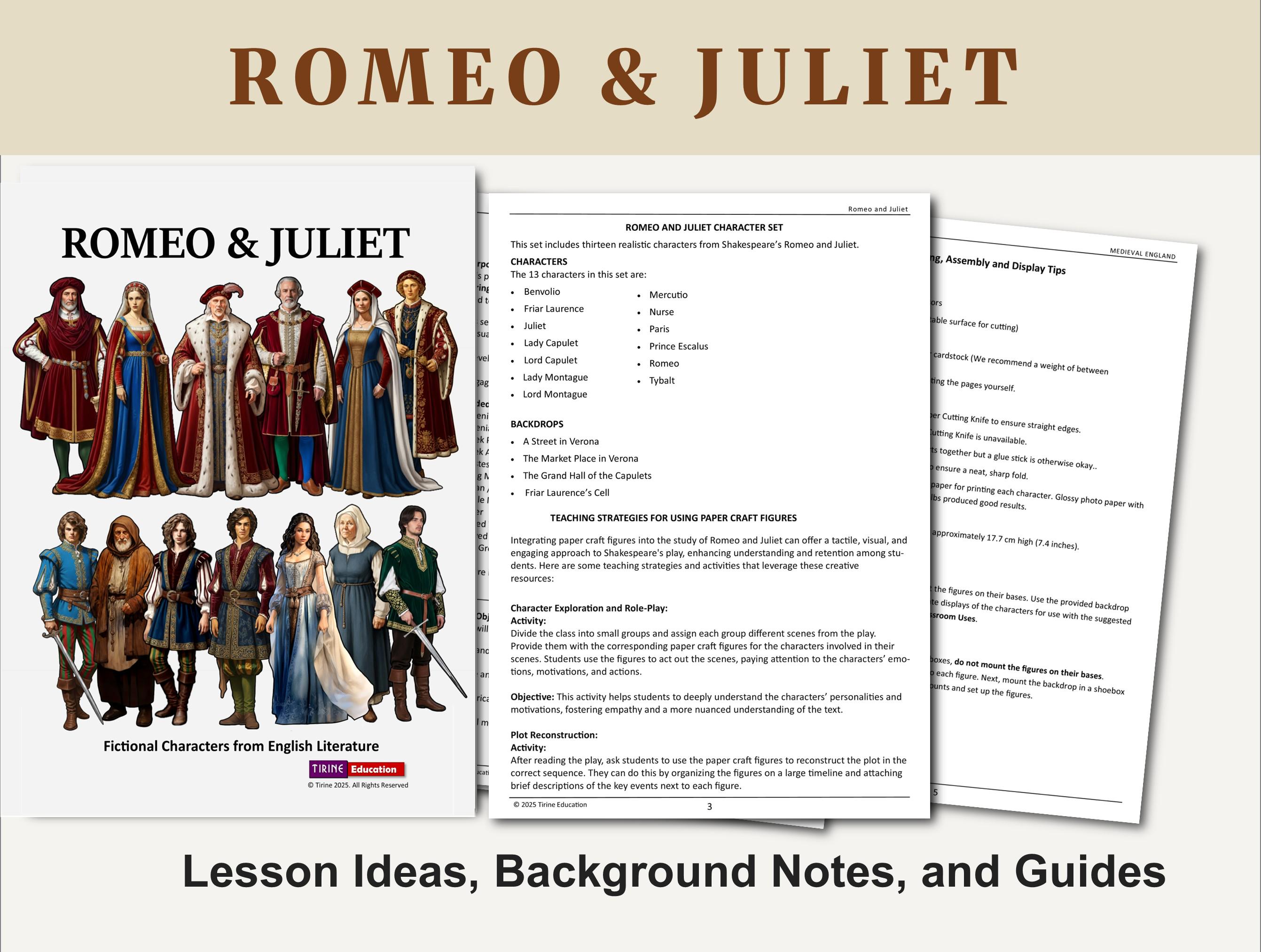 Printable Shakespeare Cut-outs: Romeo and Juliet Standing Figures, 13 ...