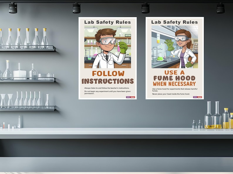 Science Lab Safety Signs Posters, Printable Laboratory Signs for Middle ...