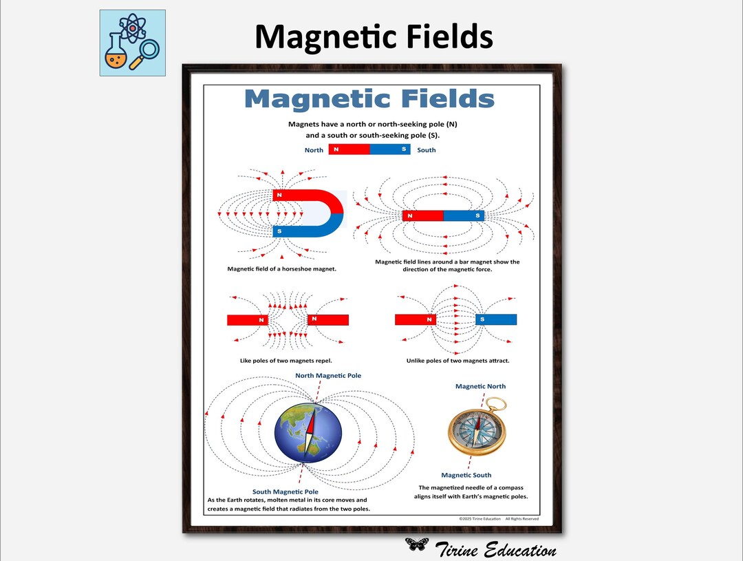 Magnetic Fields Science Poster: Middle/high School Physics Classroom ...