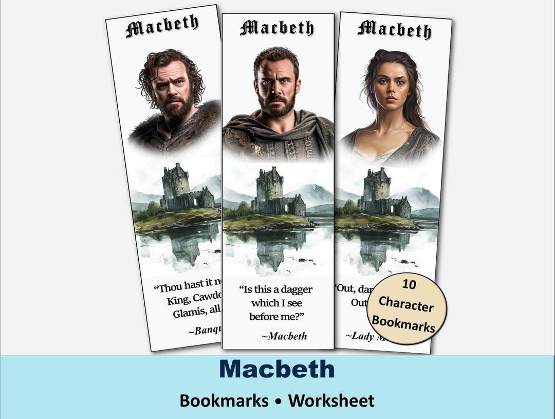 Macbeth Bookmarks and Character Analysis Worksheet | Shakespeare ...