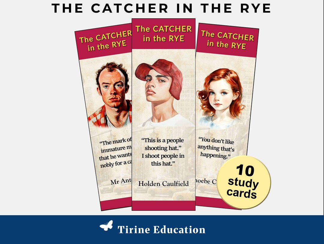 The Catcher in the Rye Study Cards – Character Review Sheet – Printable ...