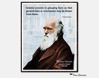 CHARLES DARWIN Watercolor Portrait POSTER Various Sizes Available Art ...
