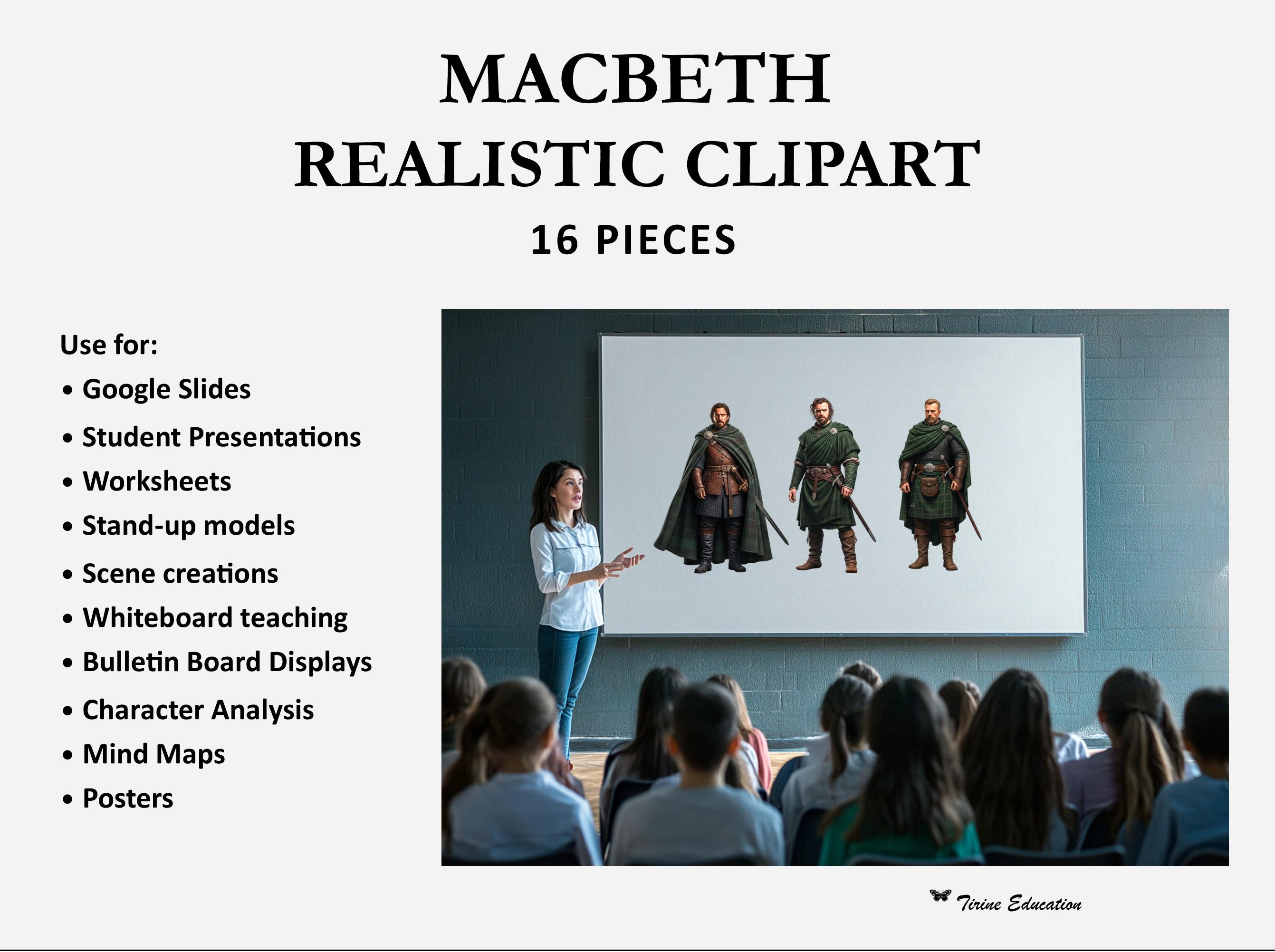 Macbeth Clipart Set: Realistic Character Illustrations for Worksheets ...