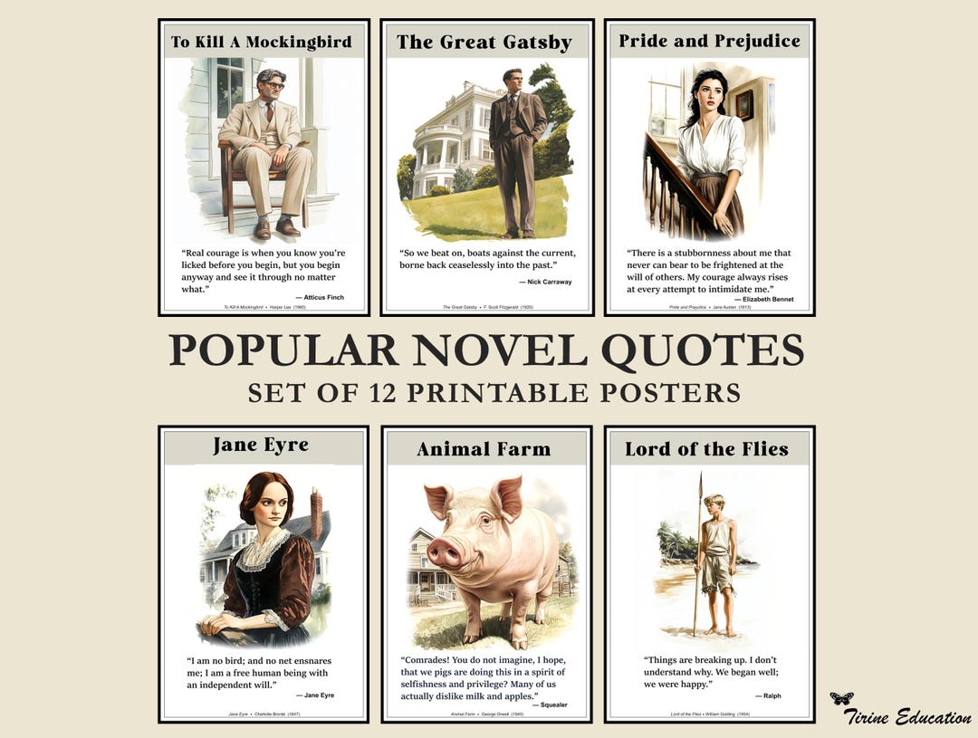 Popular Novel Quotes Classroom Posters – Printable, Digital Popular ...