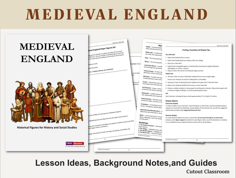 Medieval England Historical Figures Cutout Set, Classroom Teaching ...